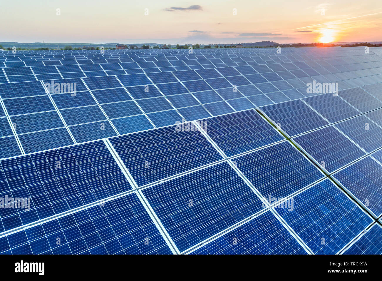 Blue solar photo voltaic panels system producing renewable clean energy ...