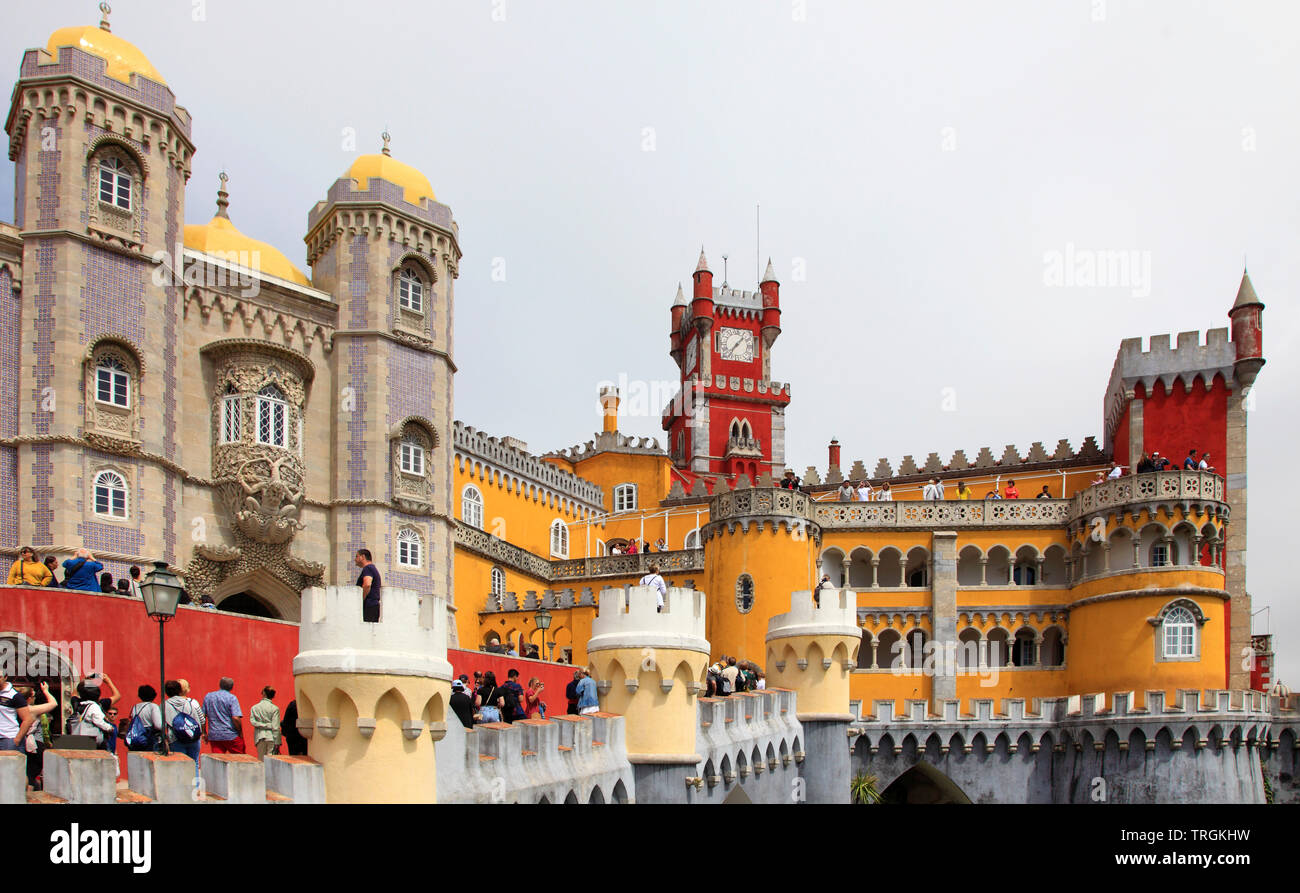 Portugal, Sintra, Pena Palace, landmark, historic monument ...