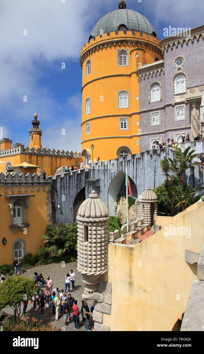Portugal, Sintra, Pena Palace, landmark, historic monument ...