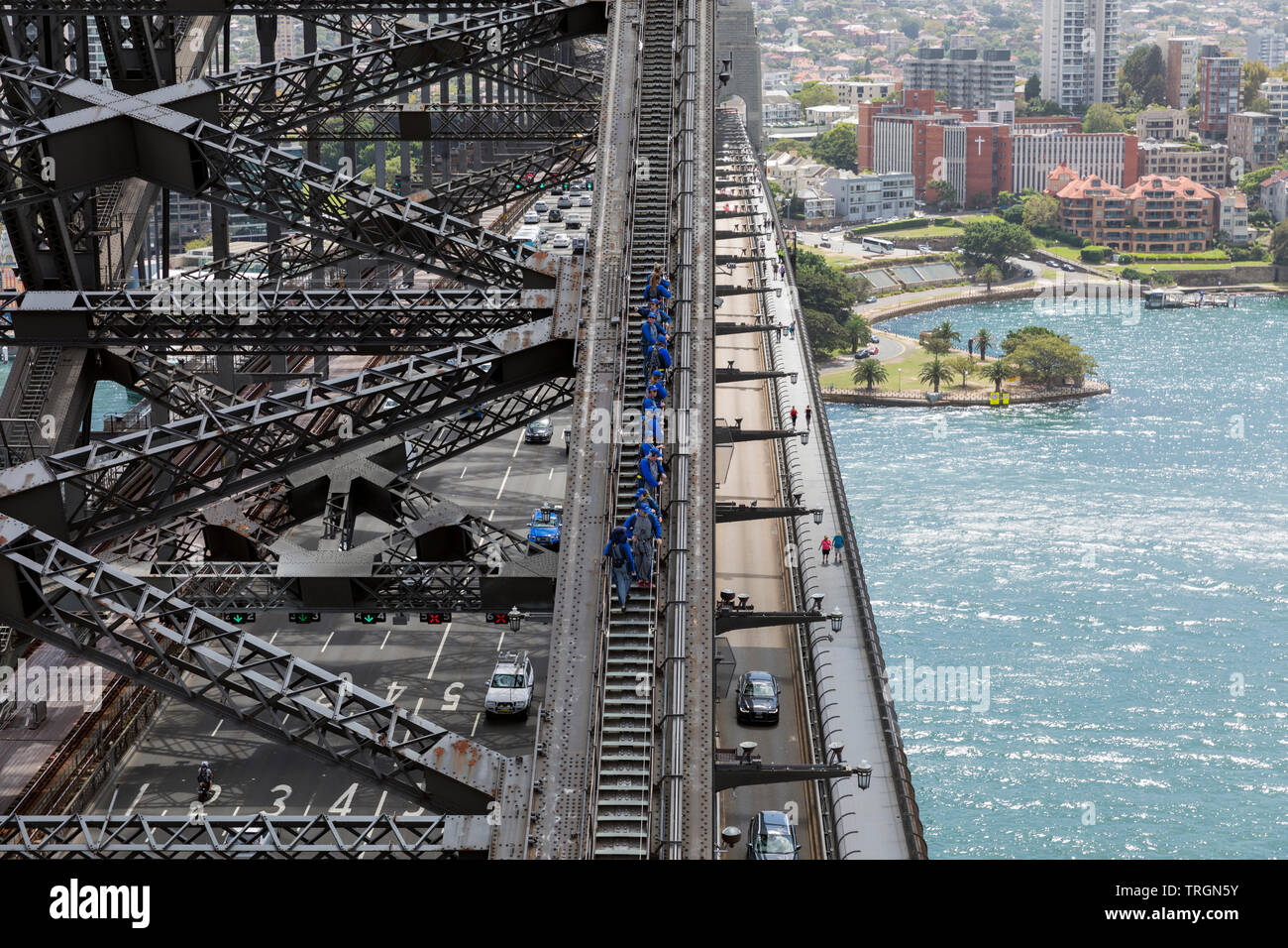 Australia, NSW, Sydney, Sydney Harbour Bridge Climb, group of people ...