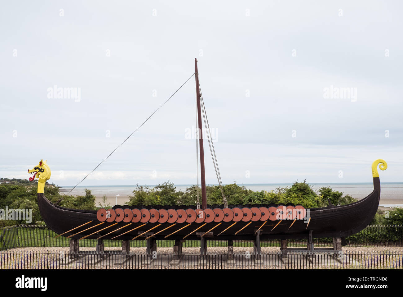 Viking ship at Cliffsend Stock Photo - Alamy