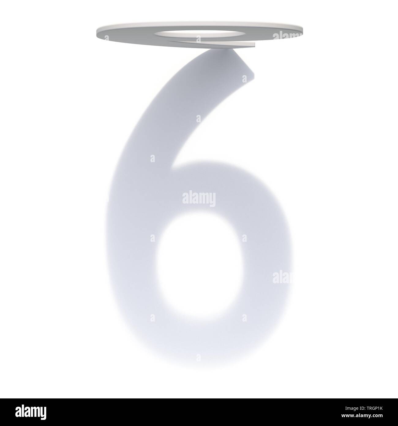 Vertical drop shadow number 6 SIX 3D render illustration isolated on ...