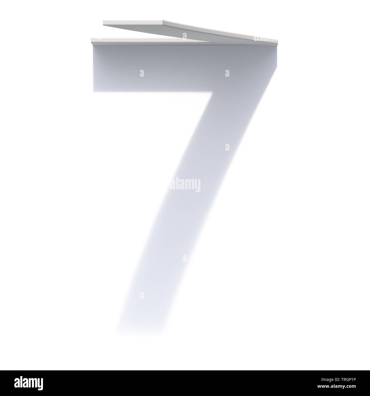 Vertical drop shadow number 7 SEVEN 3D render illustration isolated on ...