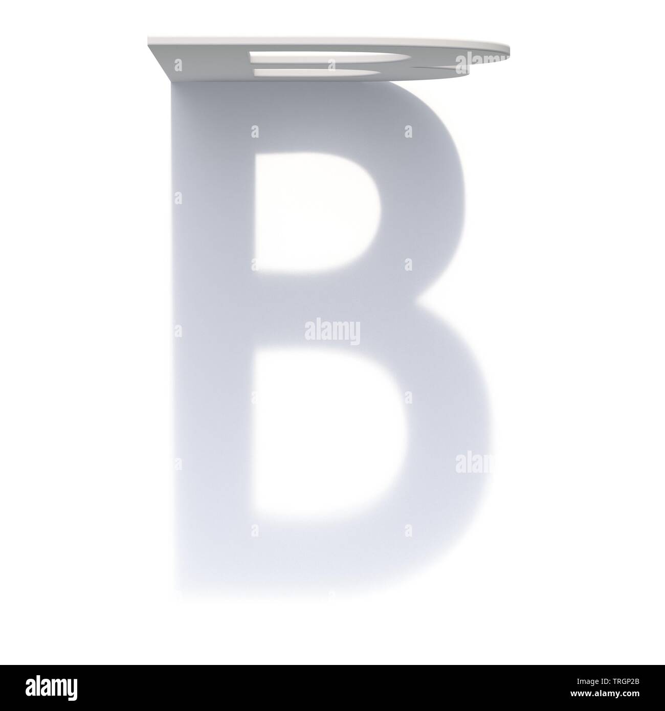 Vertical drop shadow font Letter B 3D render illustration isolated on ...