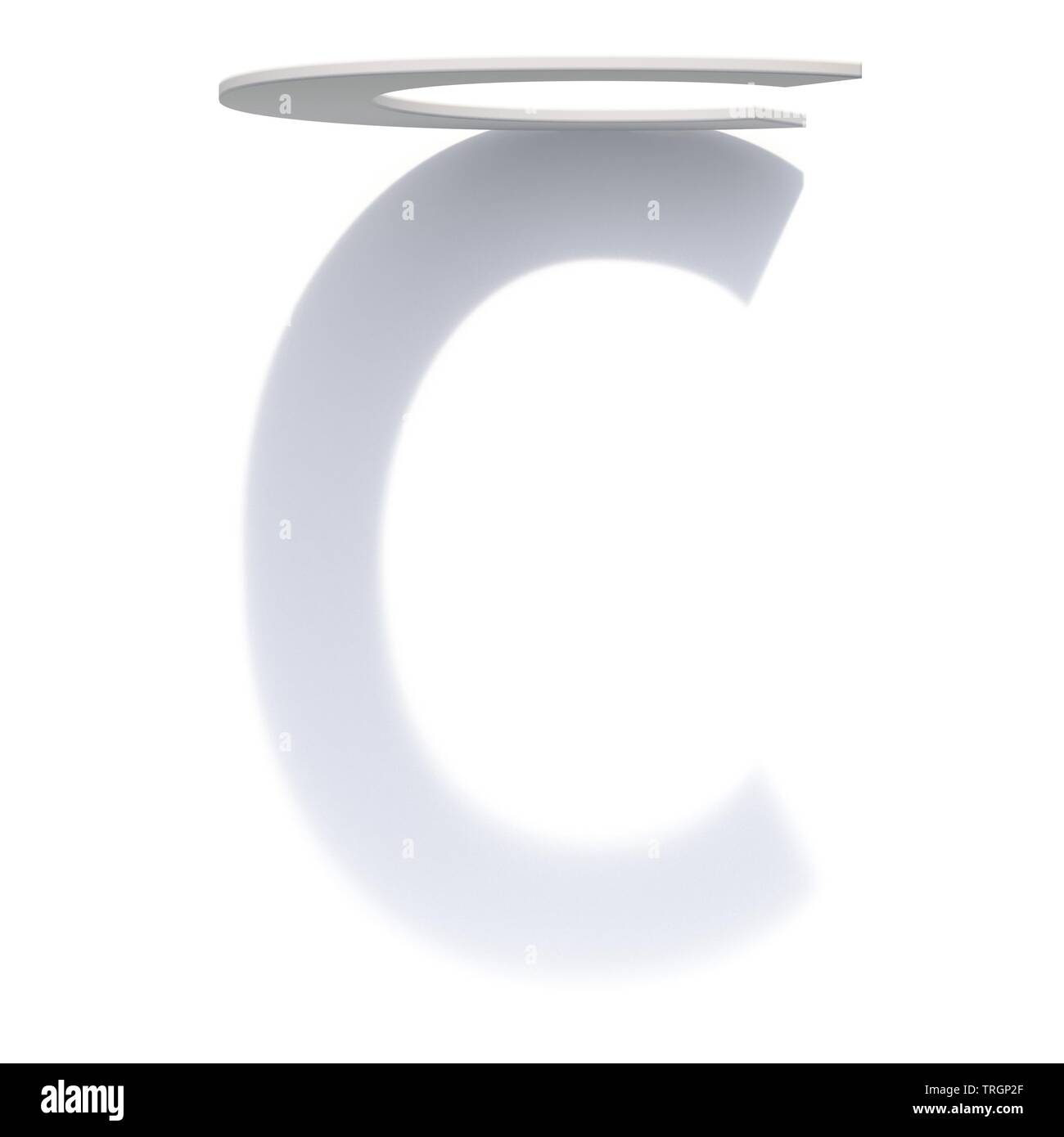 Vertical drop shadow font Letter C 3D render illustration isolated on ...