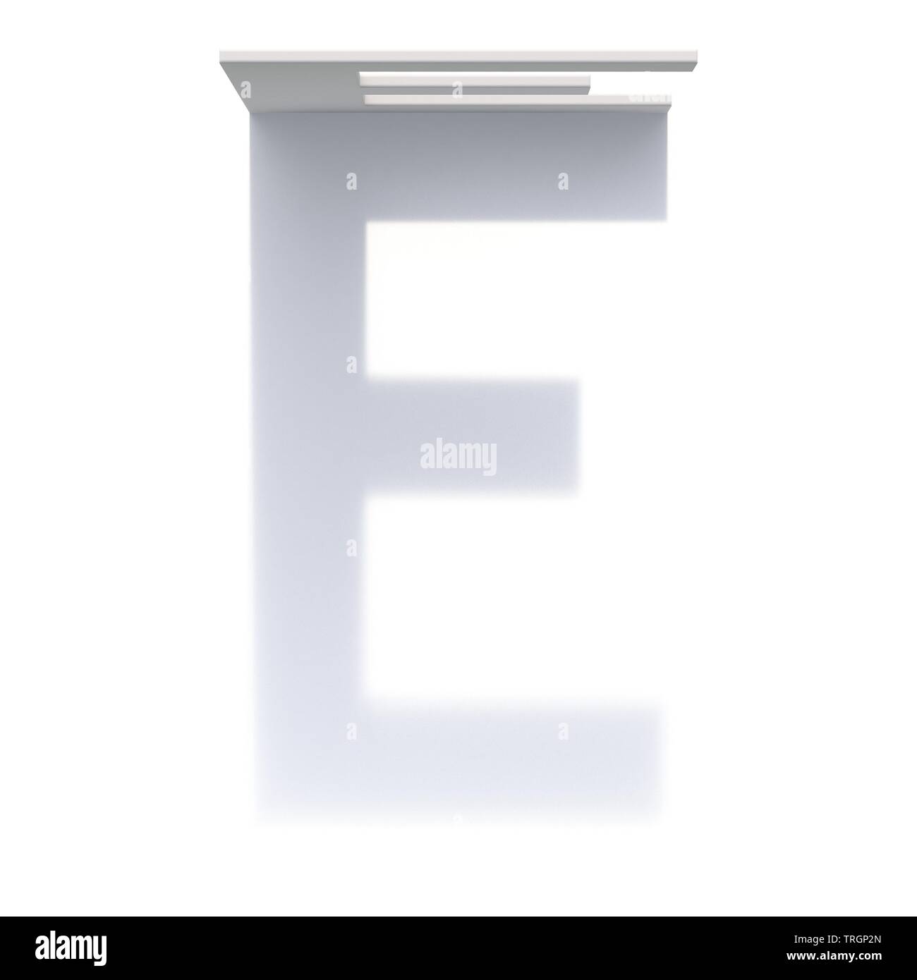 Vertical drop shadow font Letter E 3D render illustration isolated on ...