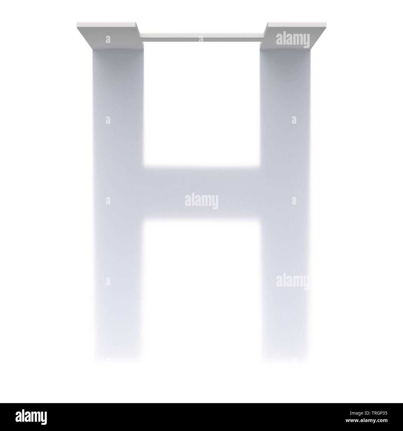 Vertical drop shadow font Letter H 3D render illustration isolated on ...