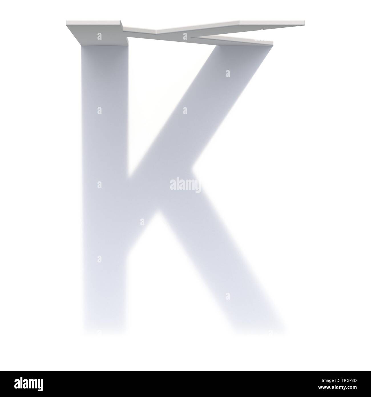 Vertical drop shadow font Letter K 3D render illustration isolated on ...