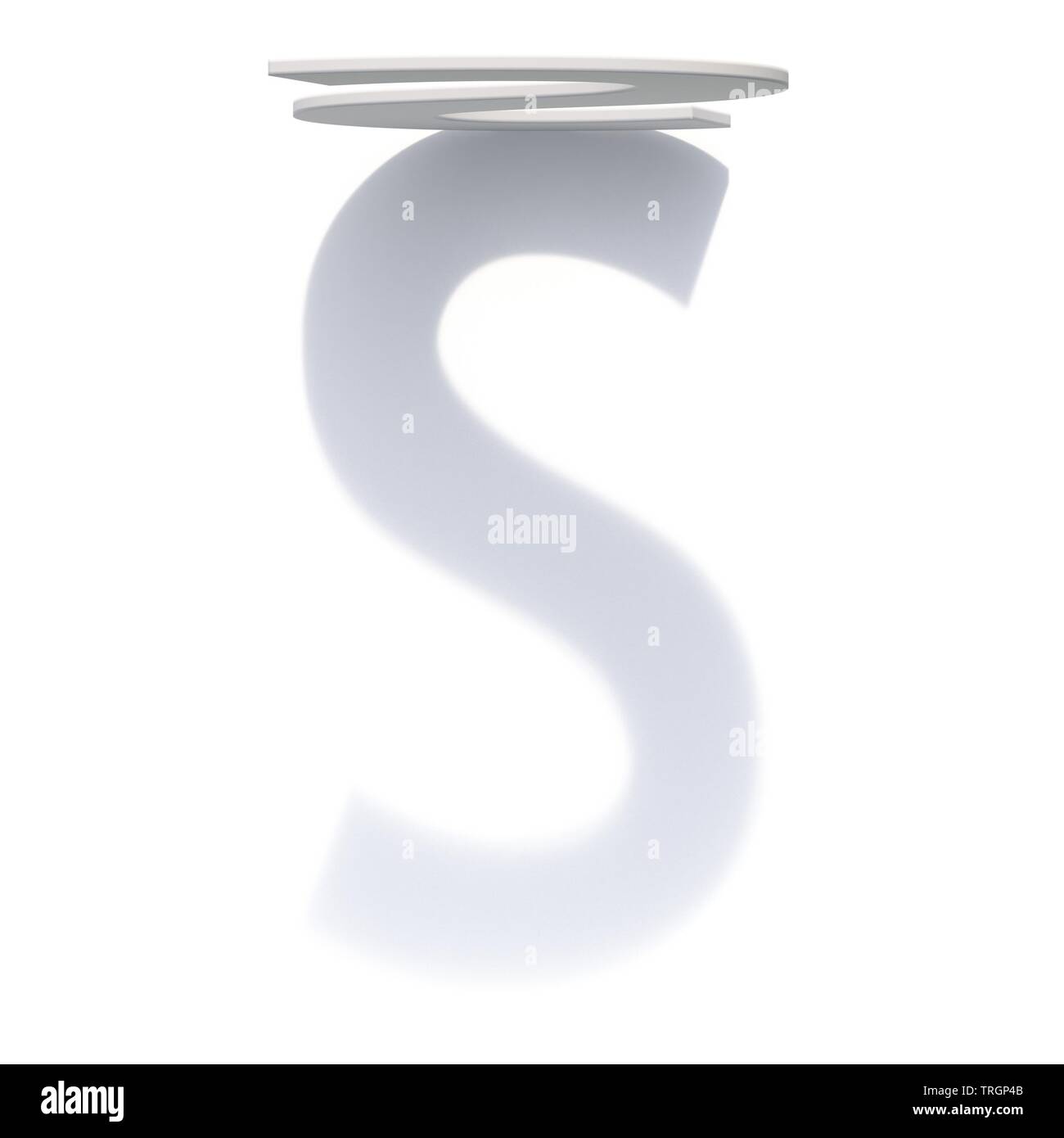Vertical drop shadow font Letter S 3D render illustration isolated on ...