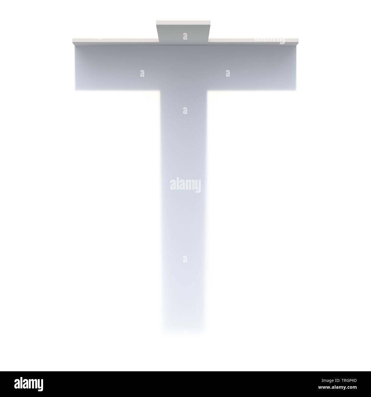 Vertical drop shadow font Letter T 3D render illustration isolated on ...