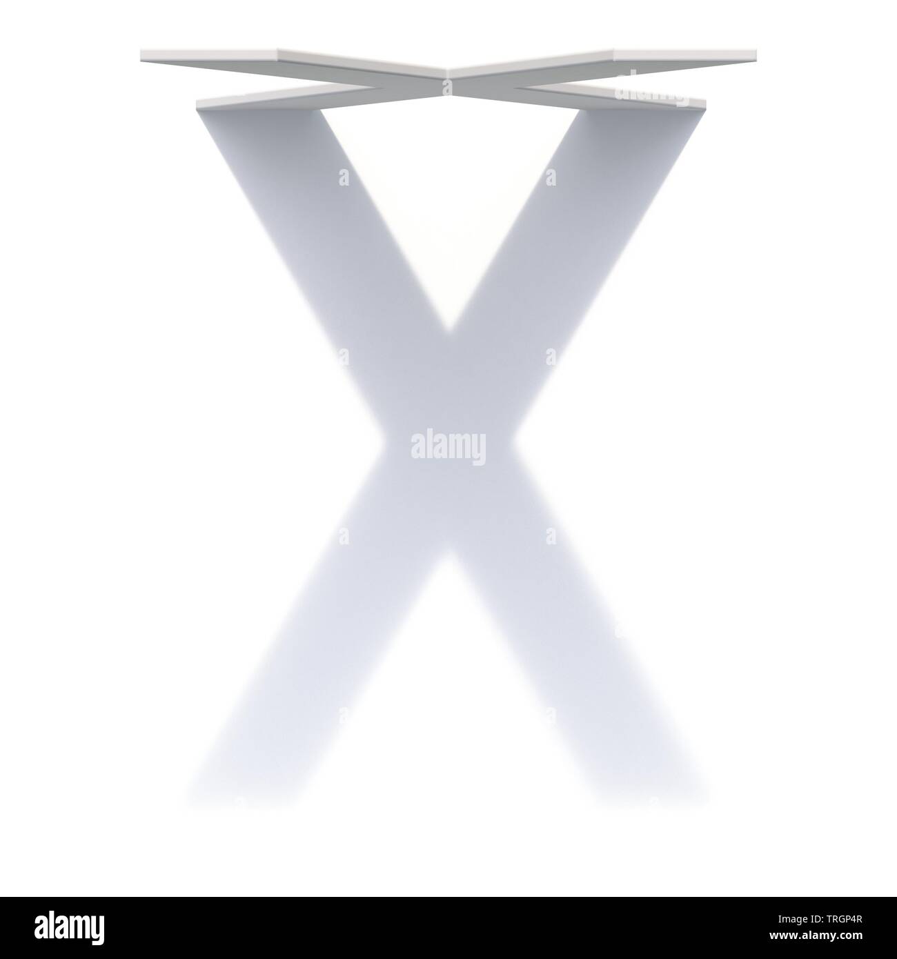 Vertical drop shadow font Letter X 3D render illustration isolated on ...