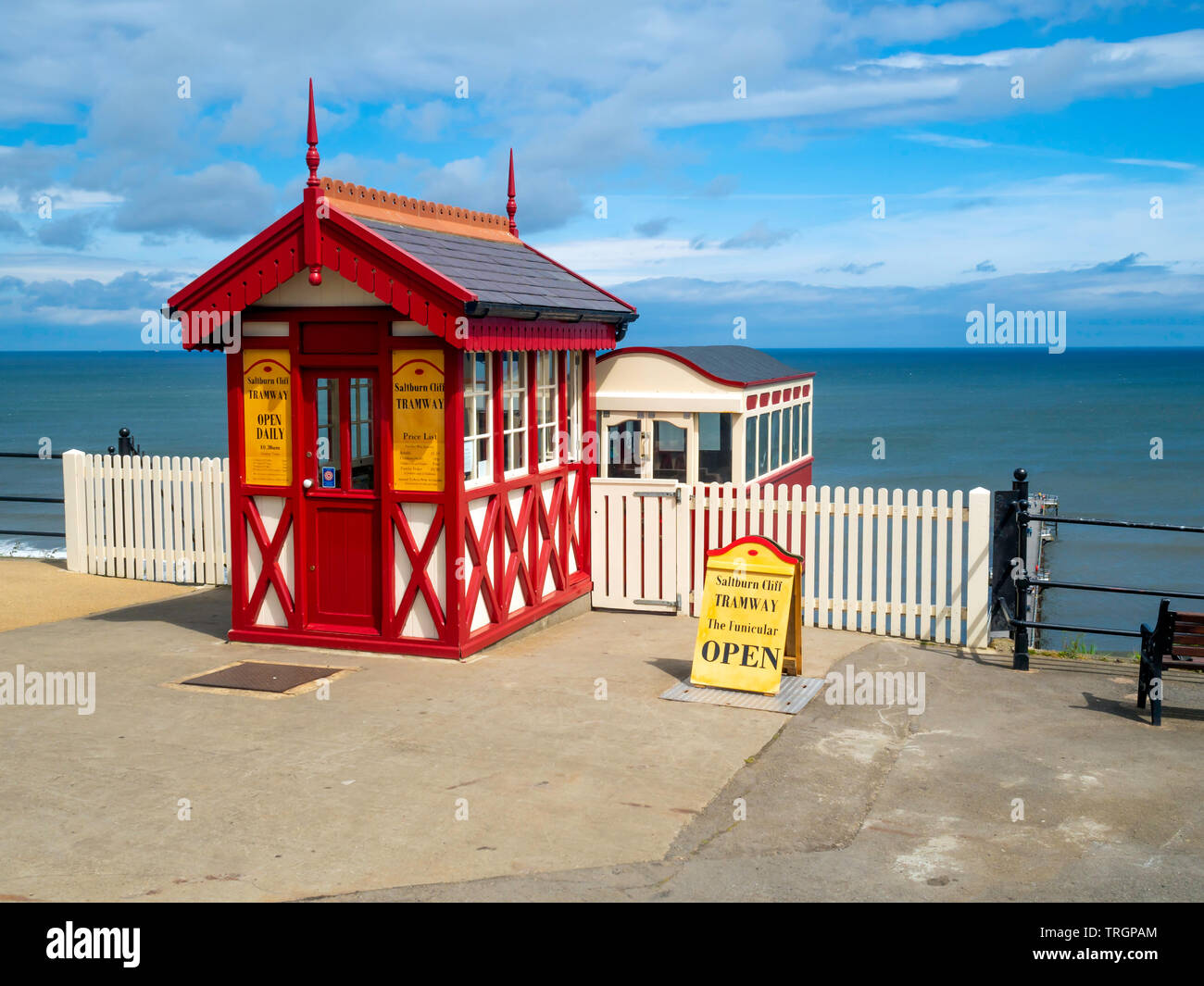 The top station of the Saltburn Cliff Funicular tramway newly ...