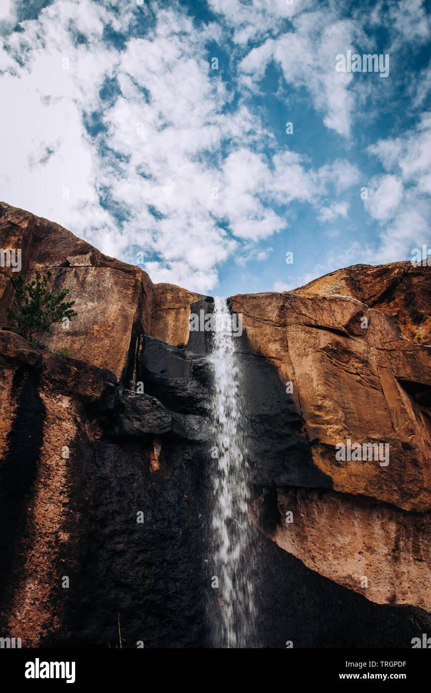 Waterfall in the Desert with Cactus and Mountians Stock Photo - Alamy