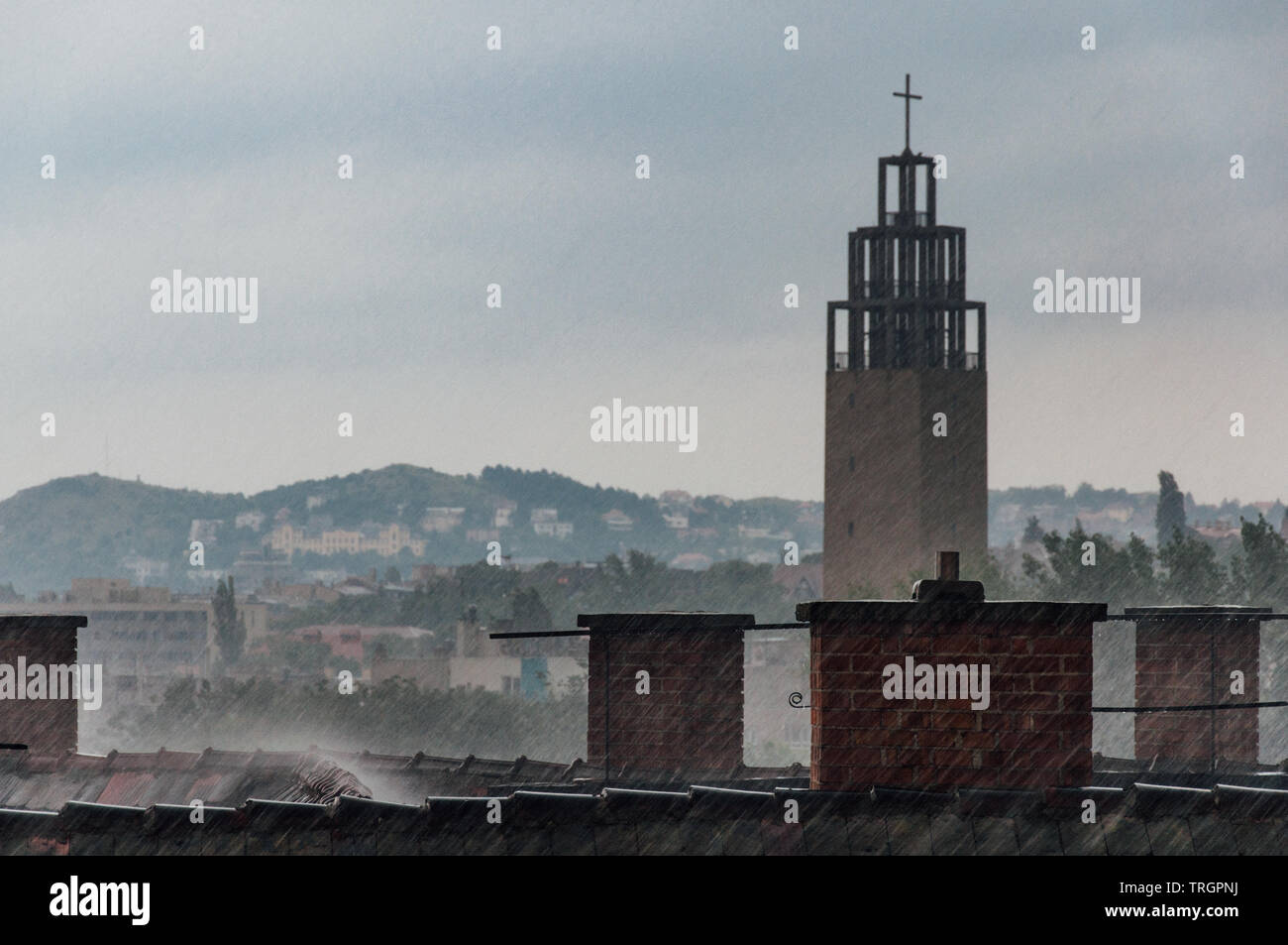 Roof in Budapest in heavy rain Stock Photo - Alamy
