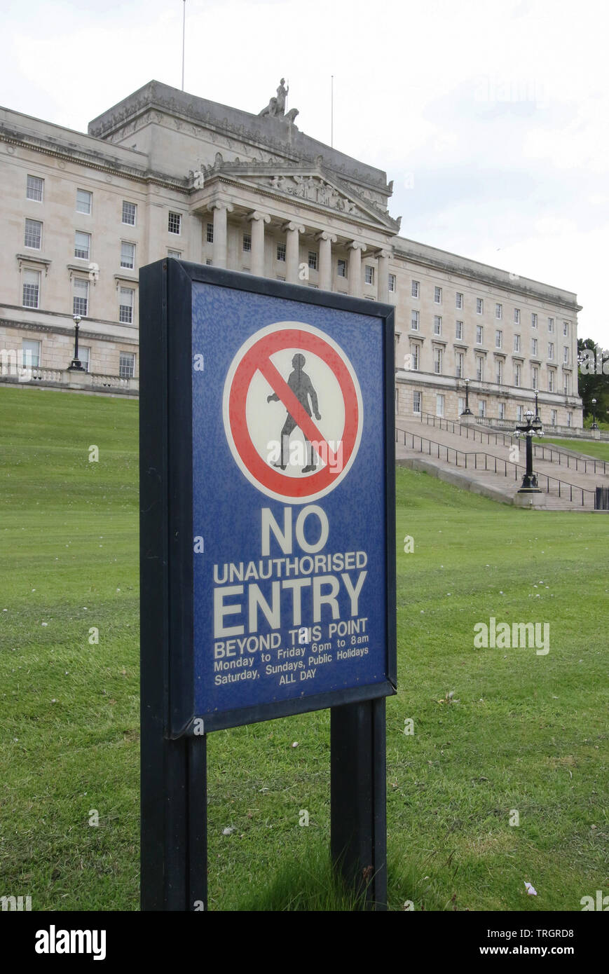 No entry sign at the Northern Ireland parliament building Stormont ...