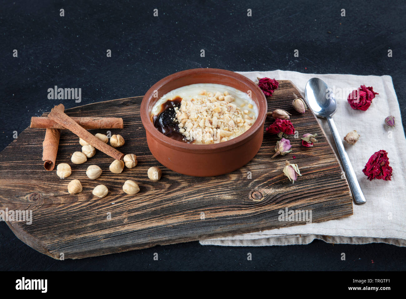 Baked rice pudding turkish dessert sutlac; rice pudding turkish milk ...