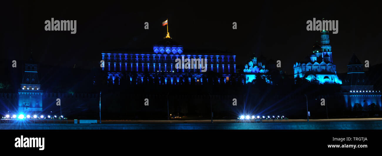 The Kremlin at night during the 65th Parade of Victory in Europe Day ...