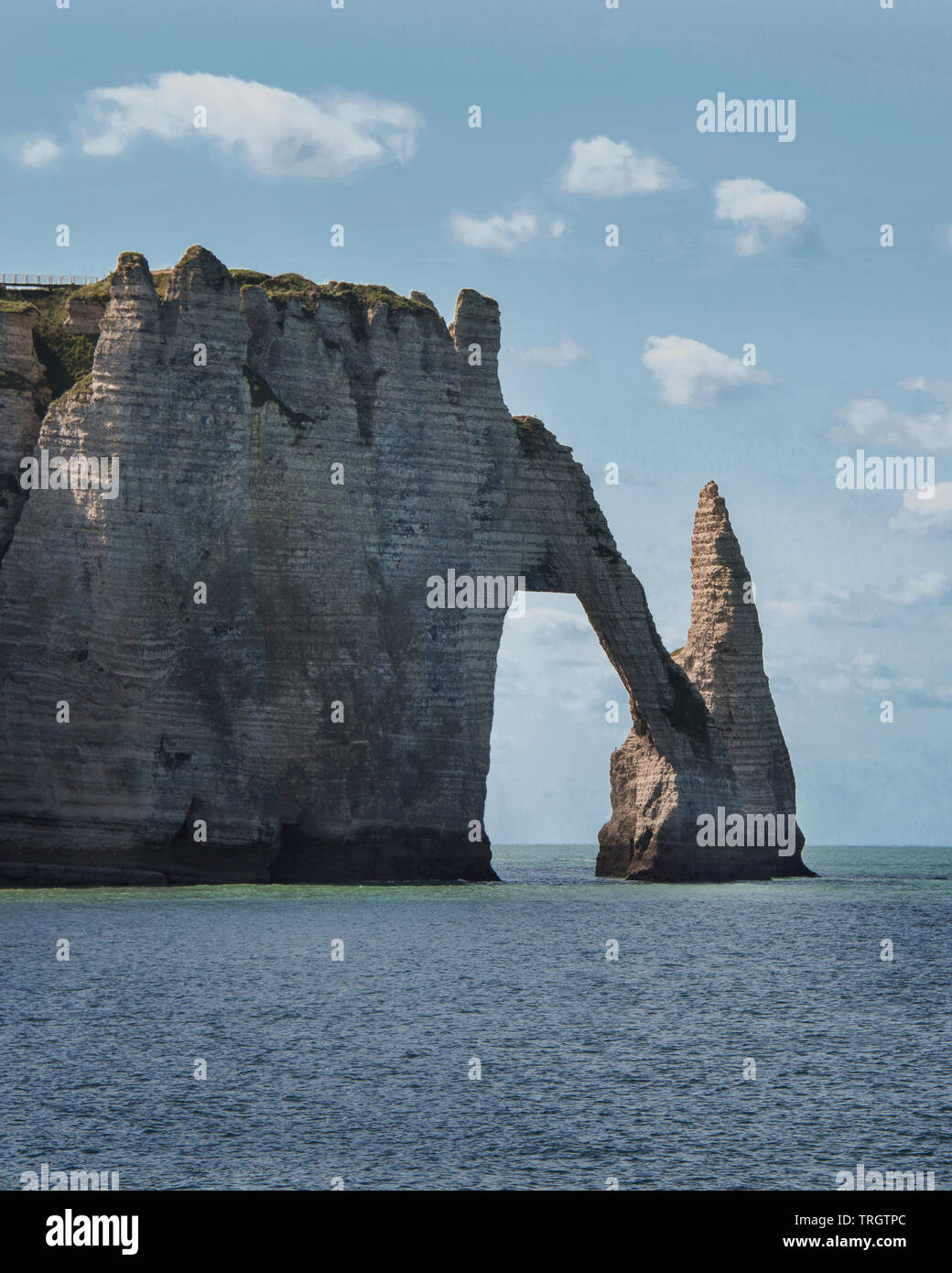 White Cliffs and Natural Rock Arches at Etretat, Normandy, France Stock ...