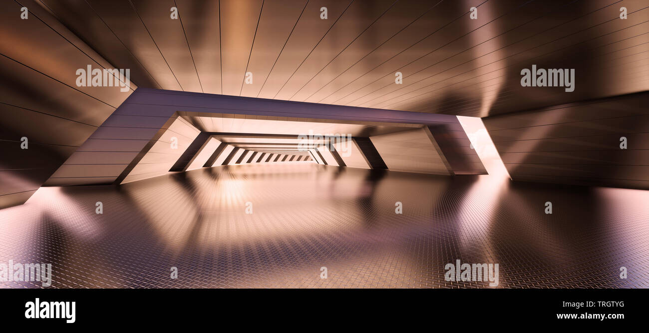 Colorful abstract panoramic background: metal tunnel. (Car backplate ...