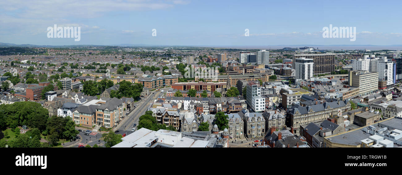 Panoramas of Cardiff taken from the top of Capital Tower Stock Photo ...