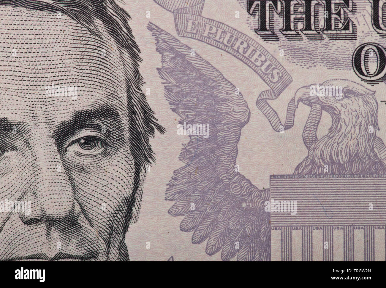 Closeup of Abraham Lincoln on the 5 Dollar Bill Stock Photo - Alamy