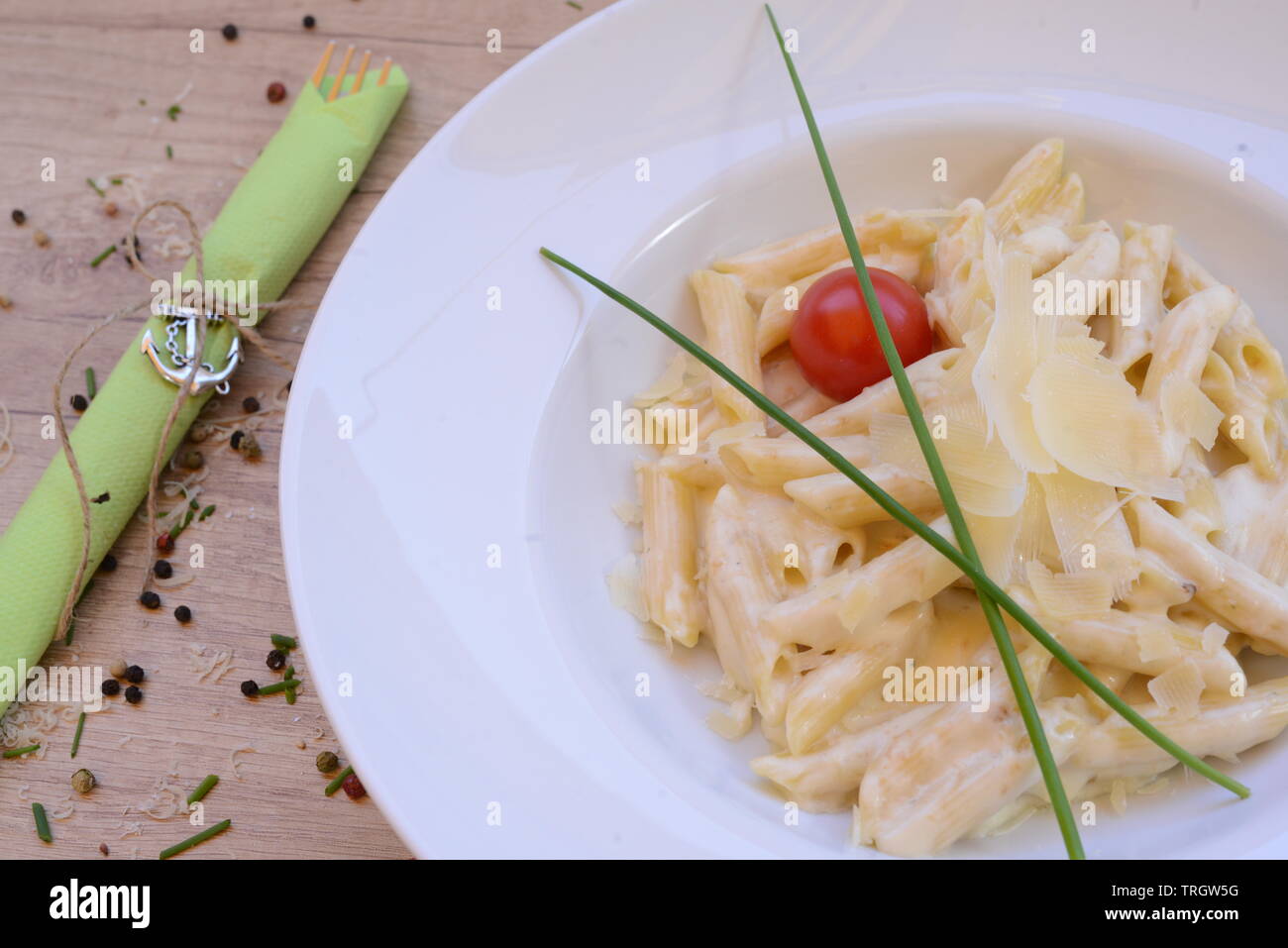 Delicious pasta in the restaurant Stock Photo - Alamy