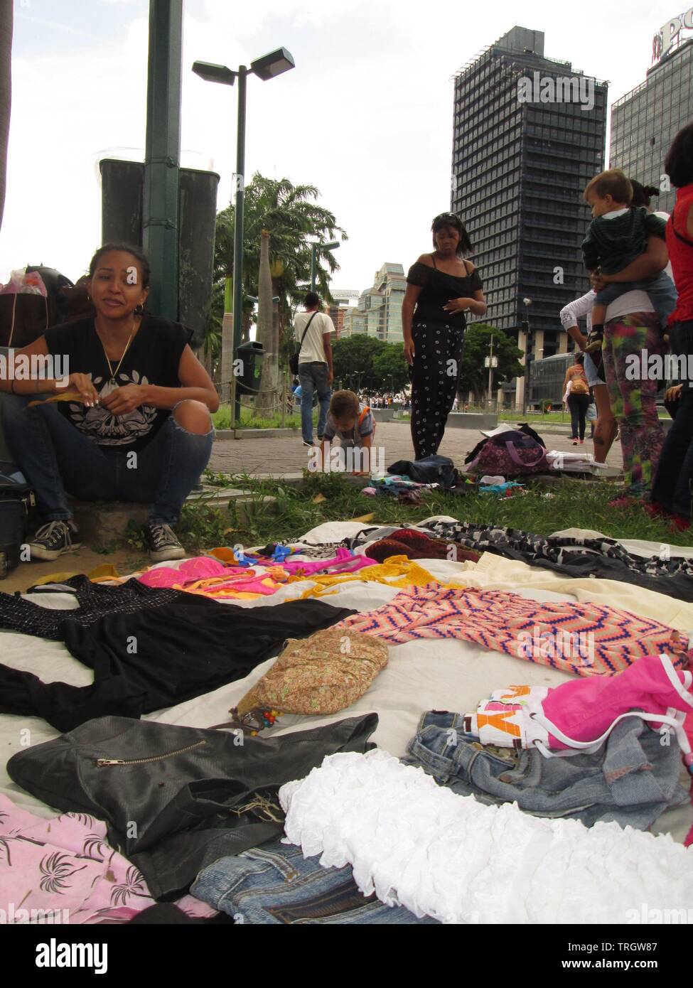 Caracas,Venezuela 09-07-2017 : People doing clothes bartering in public ...