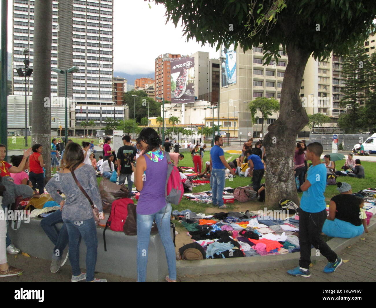 Caracas,Venezuela 09-07-2017 : People doing clothes bartering in public ...