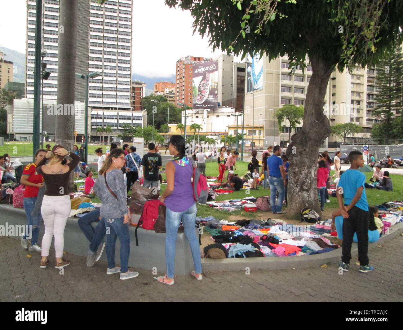 Caracas,Venezuela 09-07-2017 : People doing clothes bartering in public ...