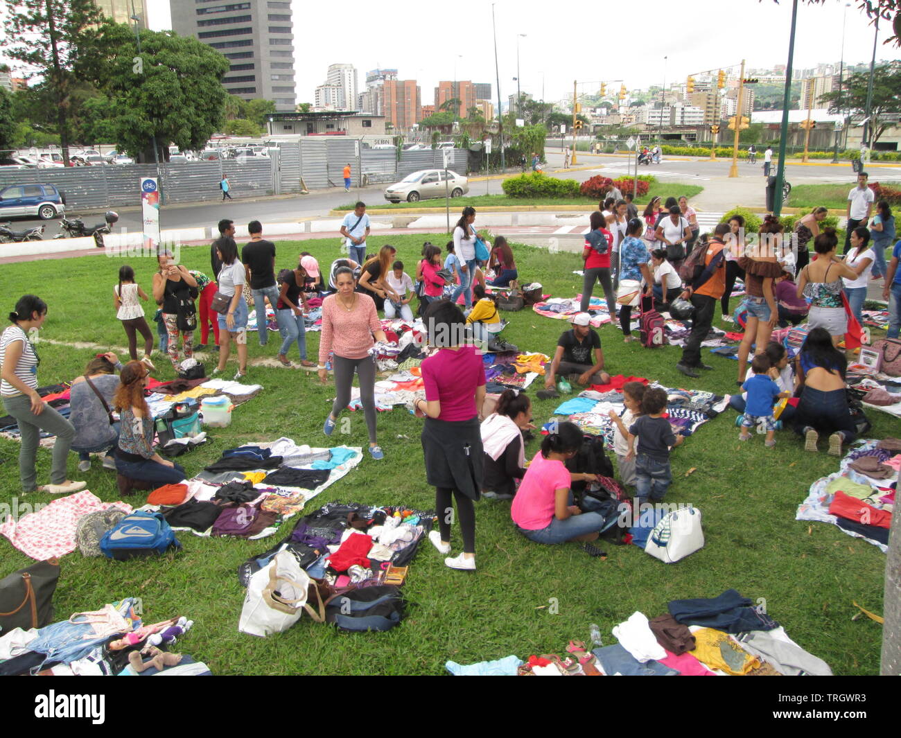 Caracas,Venezuela 09-07-2017 : People doing clothes bartering in public ...