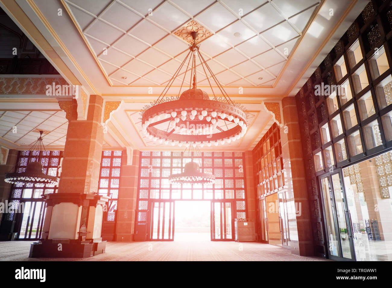 castle hall interior of ballroom presentation or royal reception / Big ...