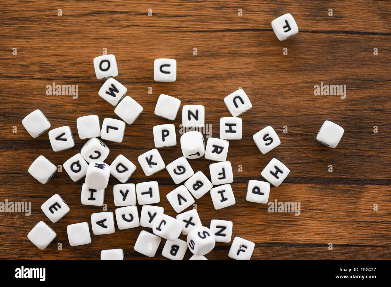 Text dice cube concept / Letter dices alphabet on wooden background ...
