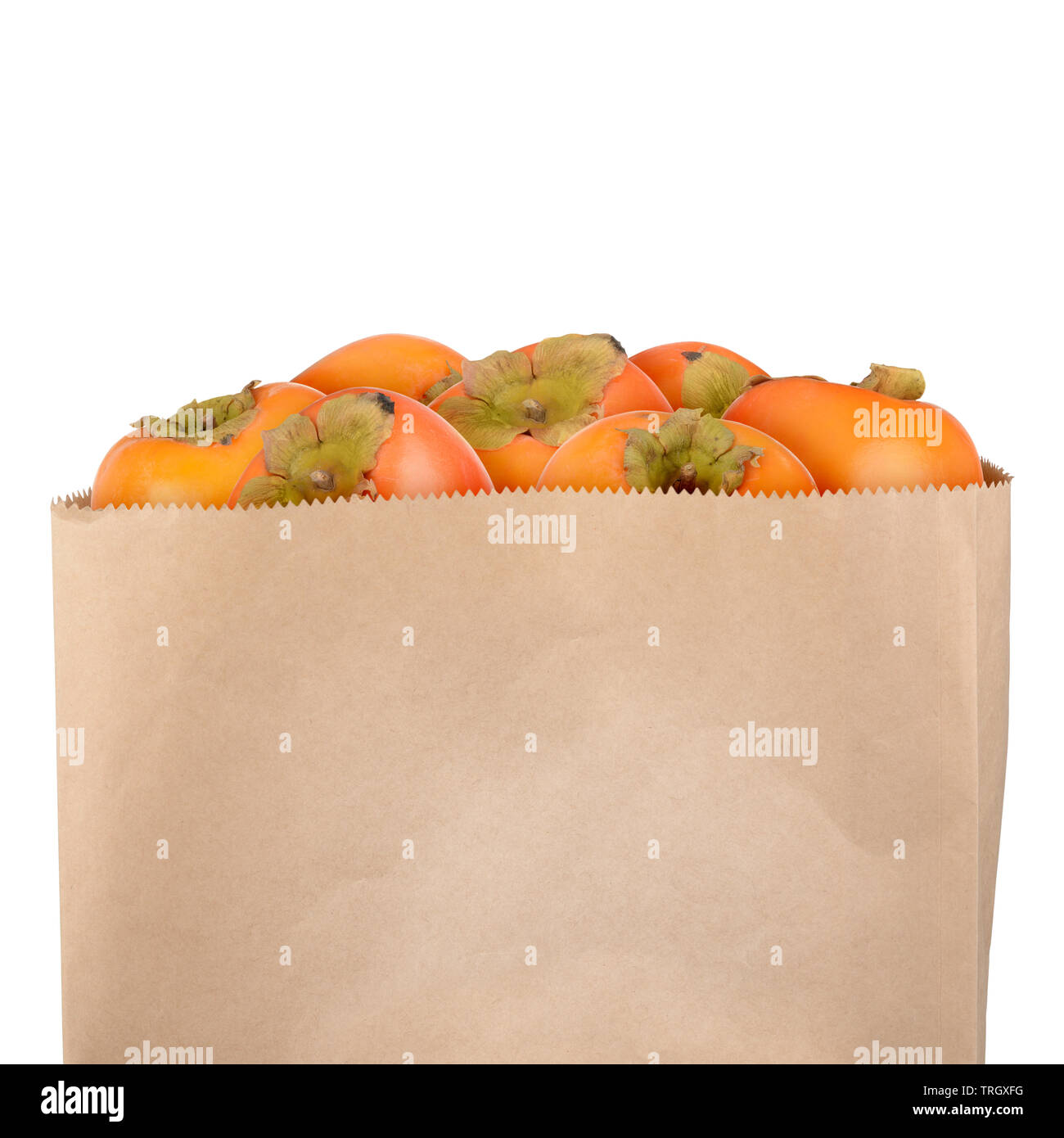 Bag of persimmons isolated on white background Stock Photo - Alamy