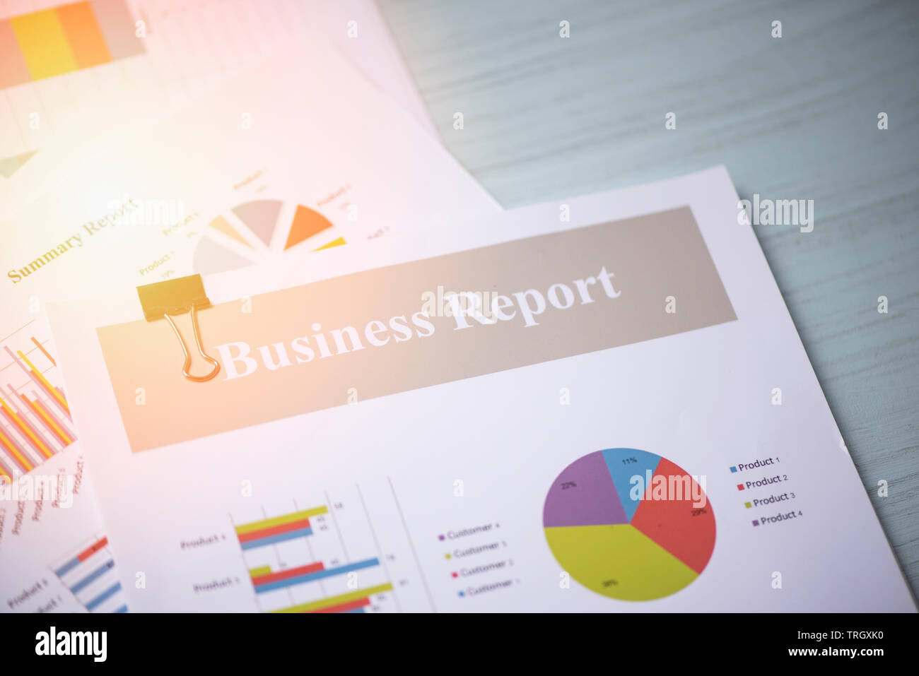 Report paper document present financial and business report graph chart ...