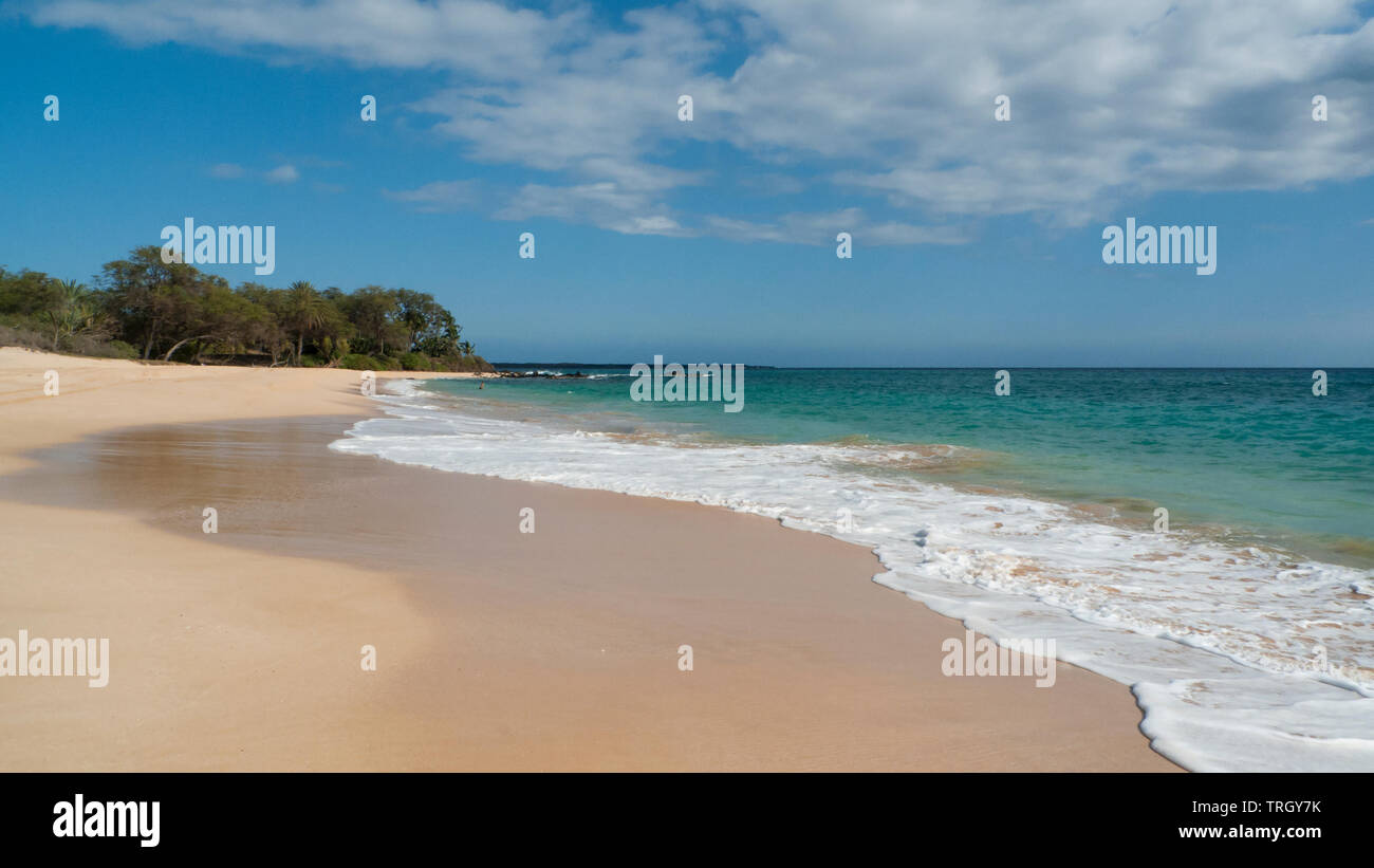 Wide angle view of an idyllic empty beach in Maui Stock Photo - Alamy