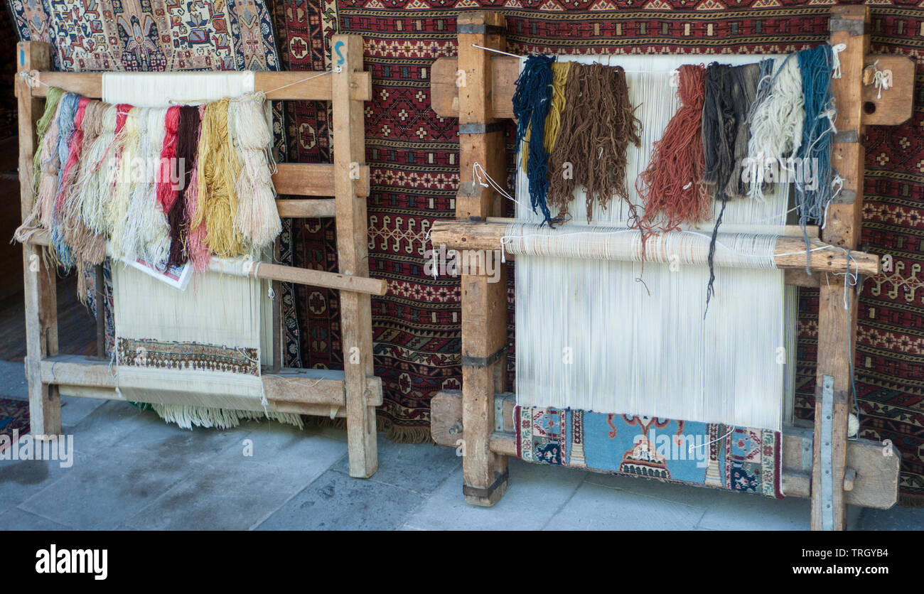 Looms used for weaving Turkish rugs Stock Photo - Alamy