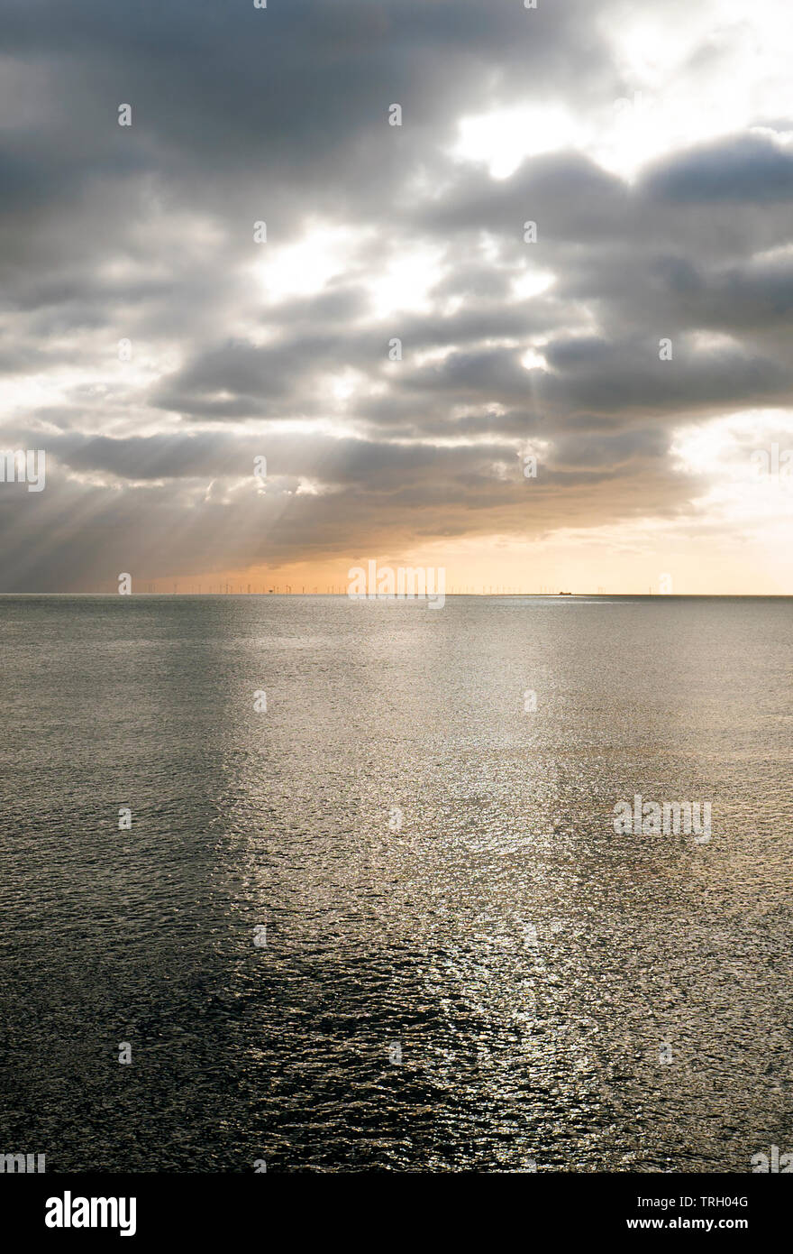 Rampion Wind Farm in the English Channel Bathed In Shafts Of Sunlight ...