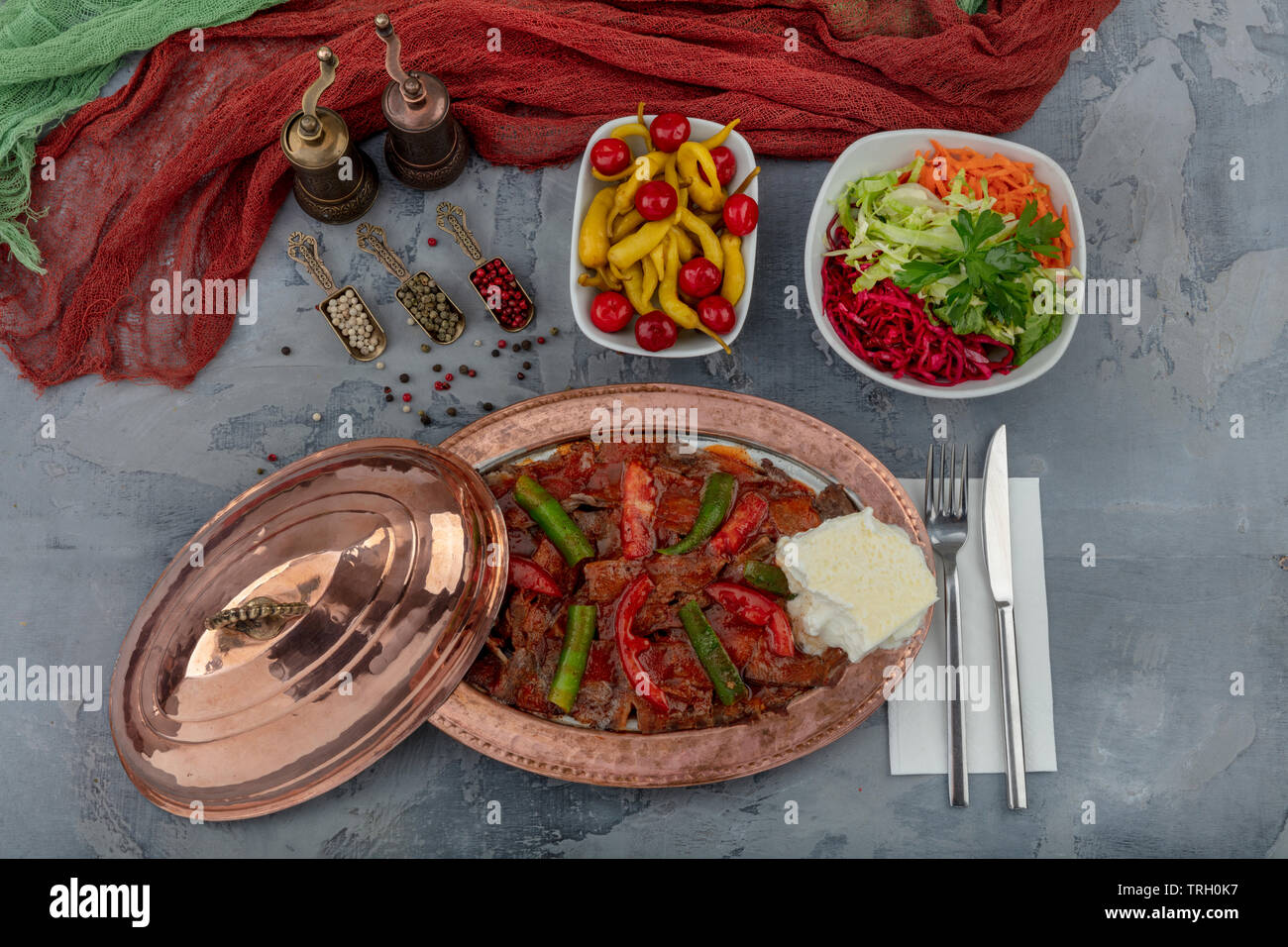 Traditional Turkish Doner Kebab also known iskender. Turkish style ...