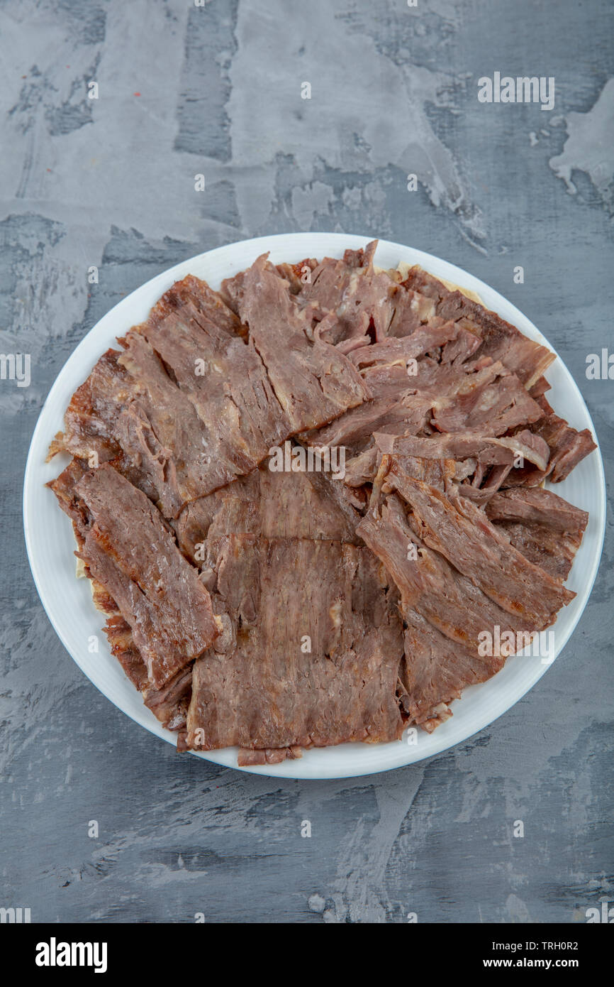 Turkish Doner Kebab on plate. Arabic traditional doner with pita bread ...