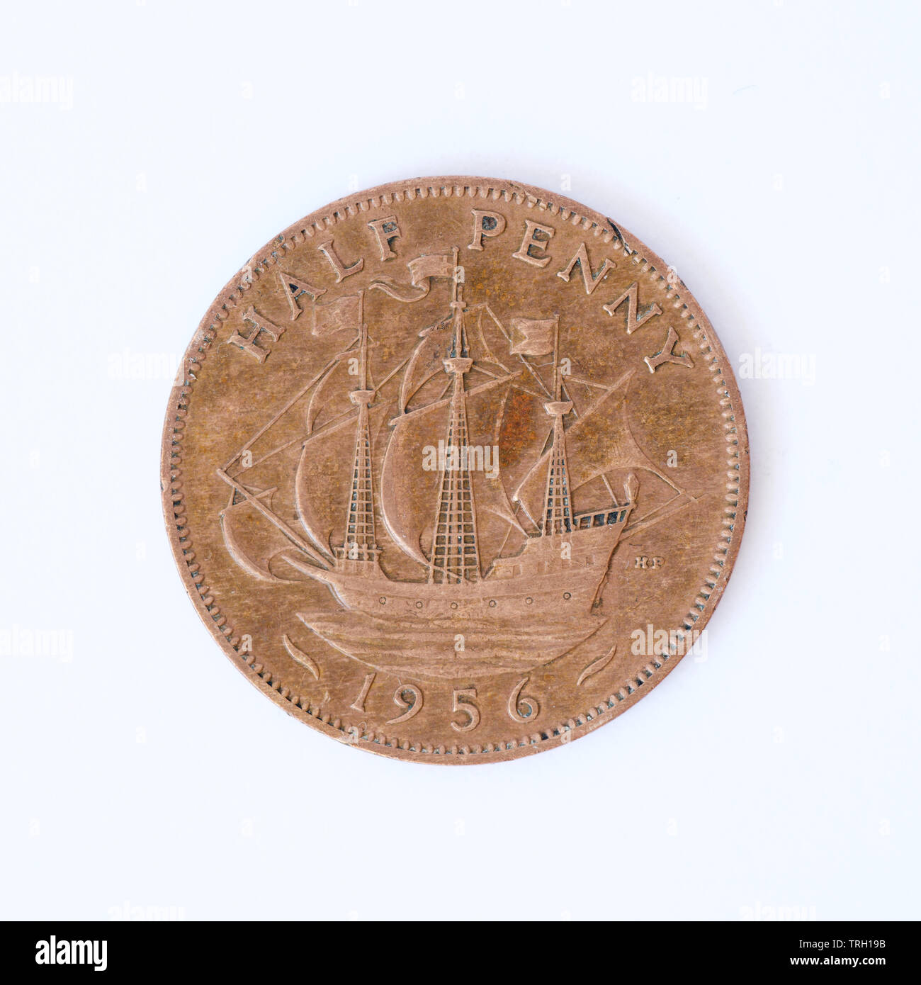 British Half-Penny Coin - 1956 Stock Photo - Alamy