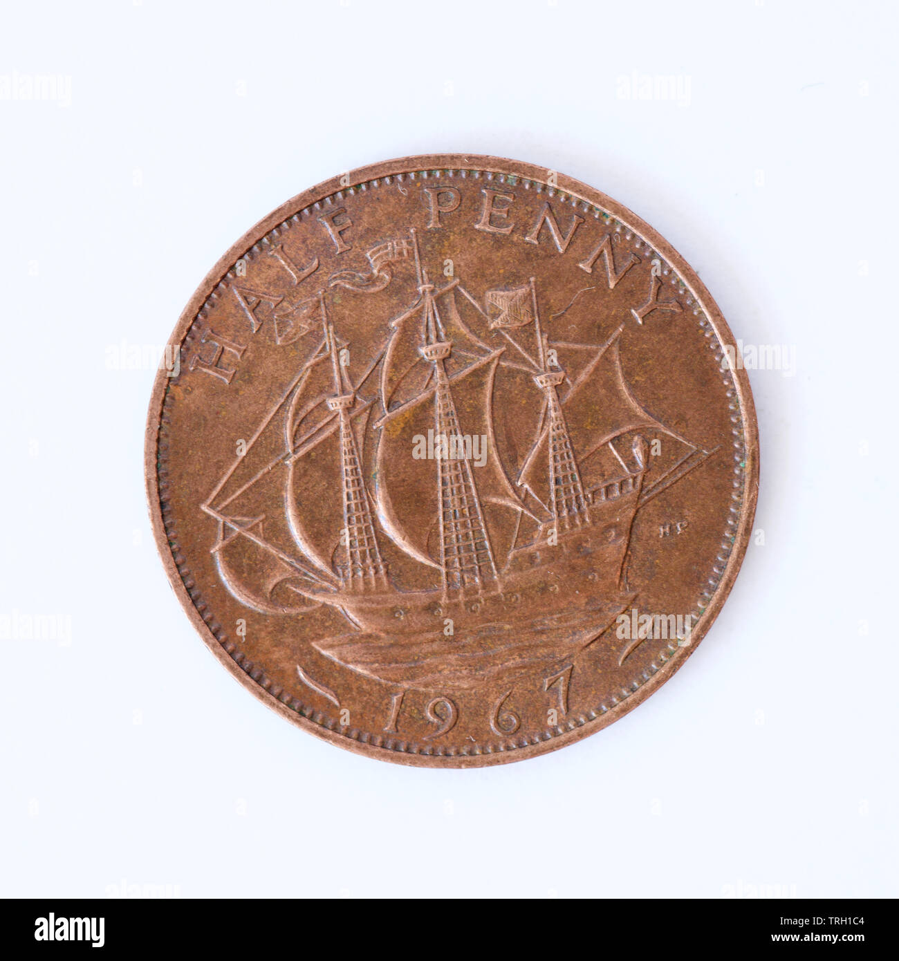 British Half-Penny Coin - 1967 Stock Photo - Alamy