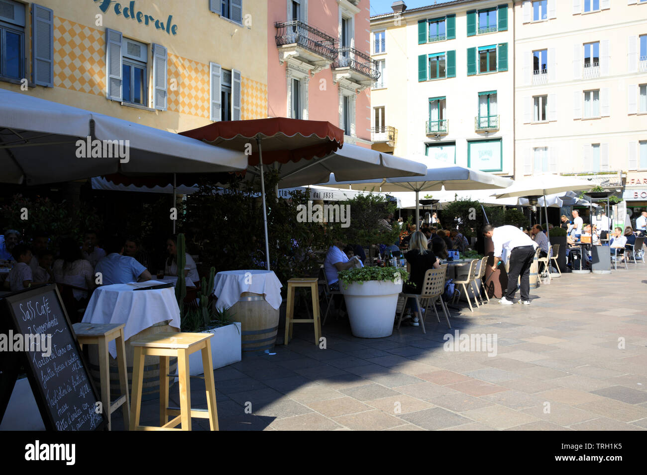 A busy bar in city centre, Lugano, Switzerland, Europe Stock Photo - Alamy