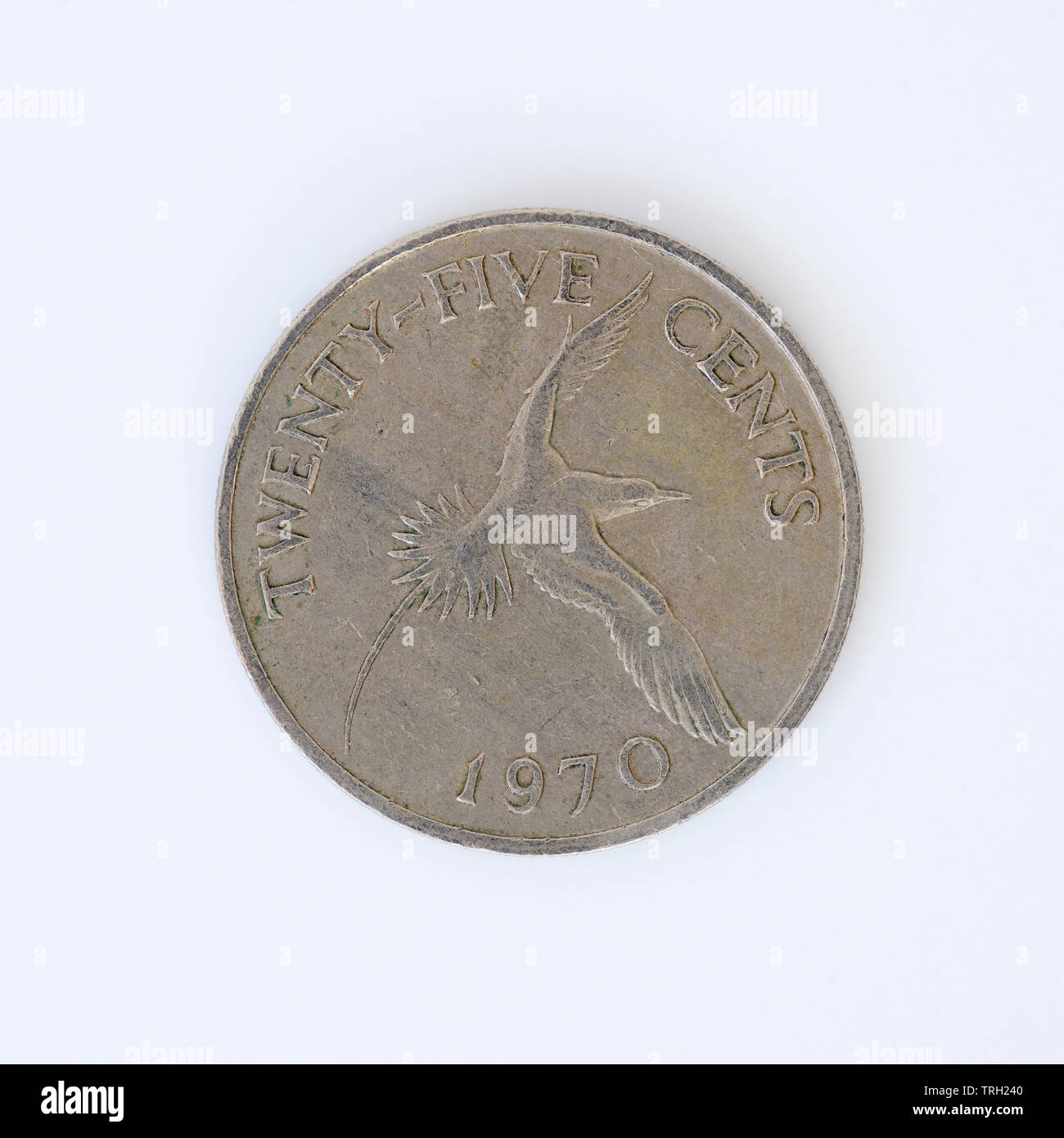 Bermuda 25 Cents - Elizabeth II Coin - 1970 Stock Photo - Alamy