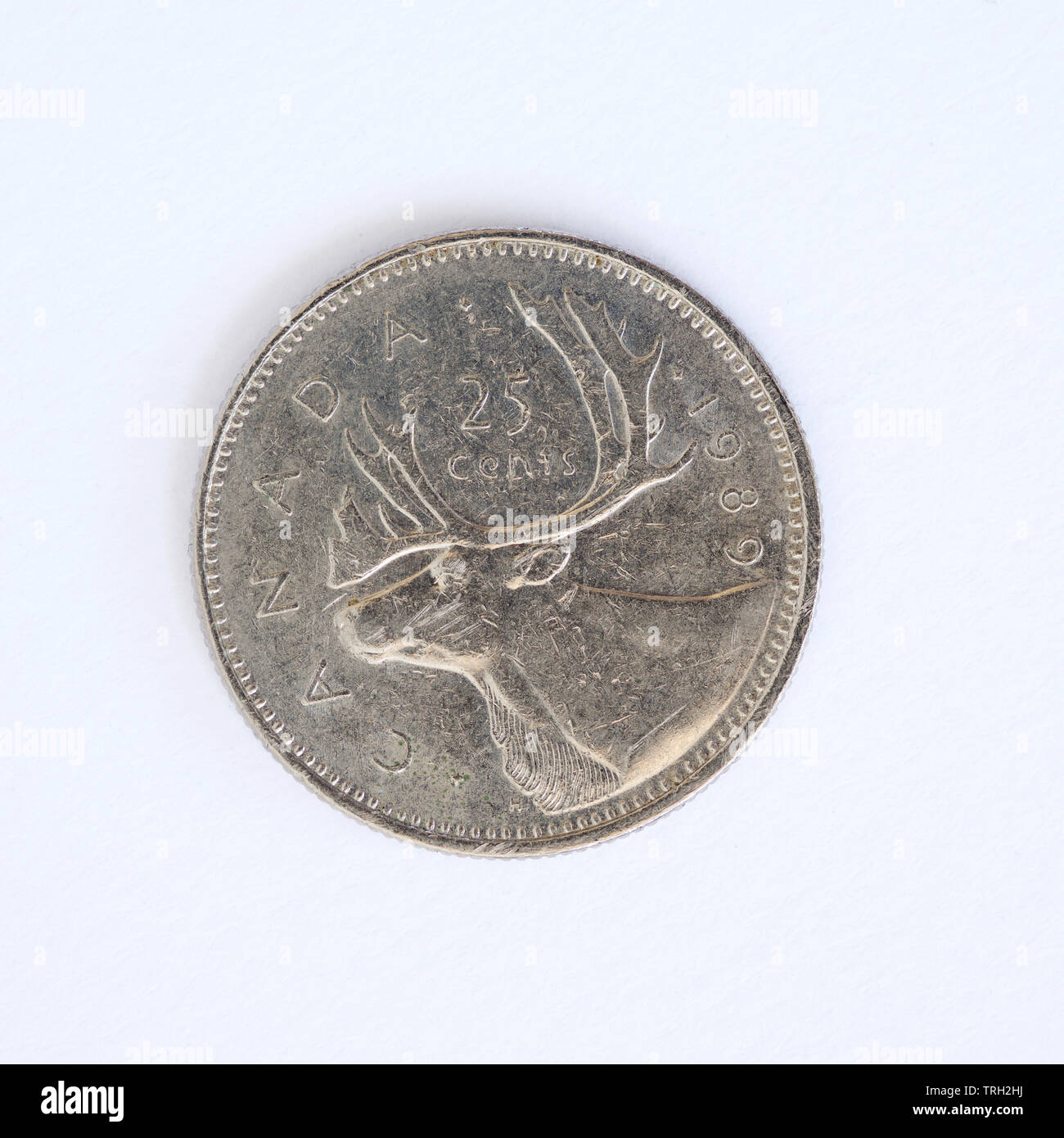 Canada 25 Cents - Elizabeth II Coin -1989 Stock Photo - Alamy