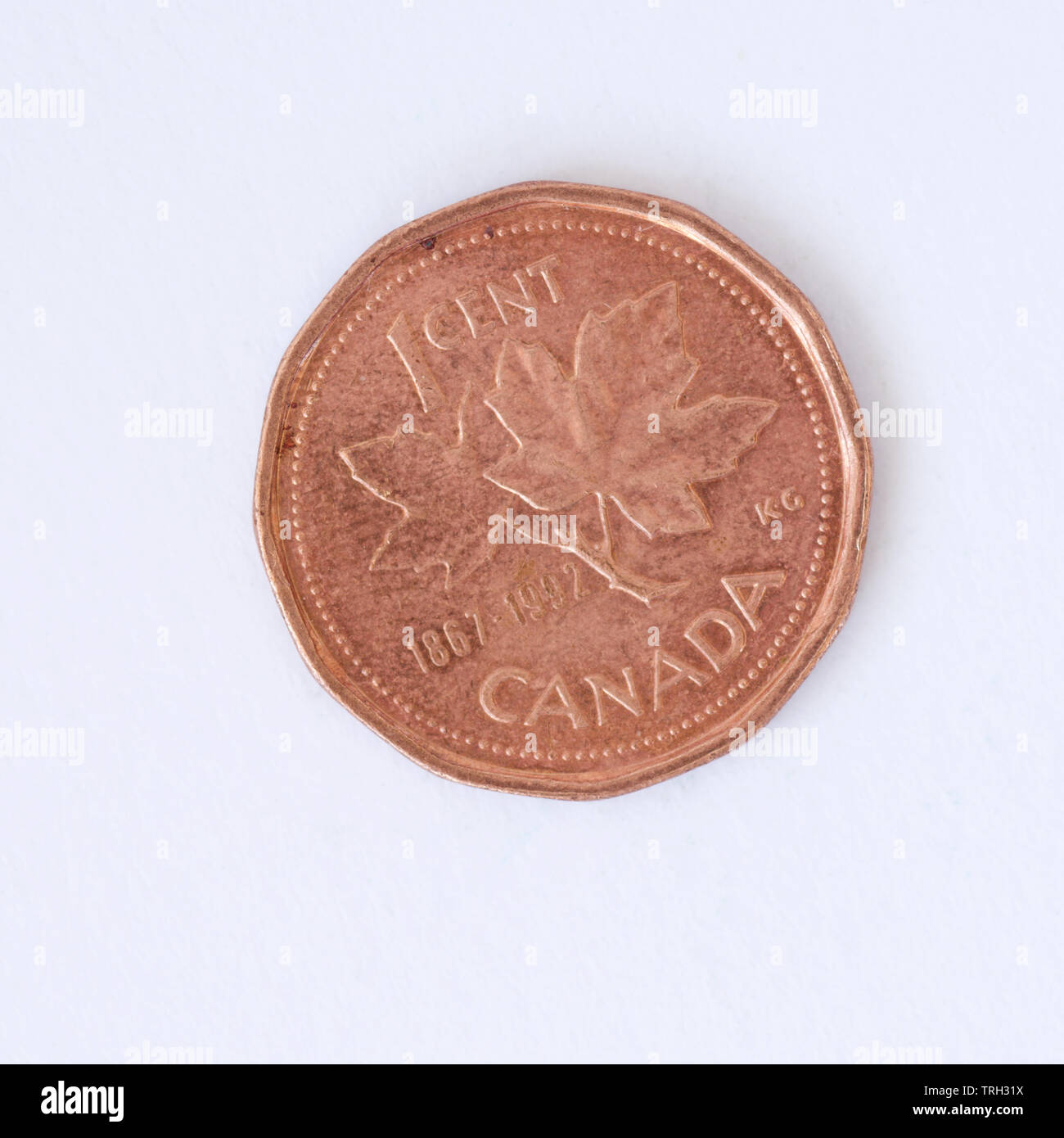 Canada 1 Cent - Elizabeth II Coin - 1992 Stock Photo - Alamy