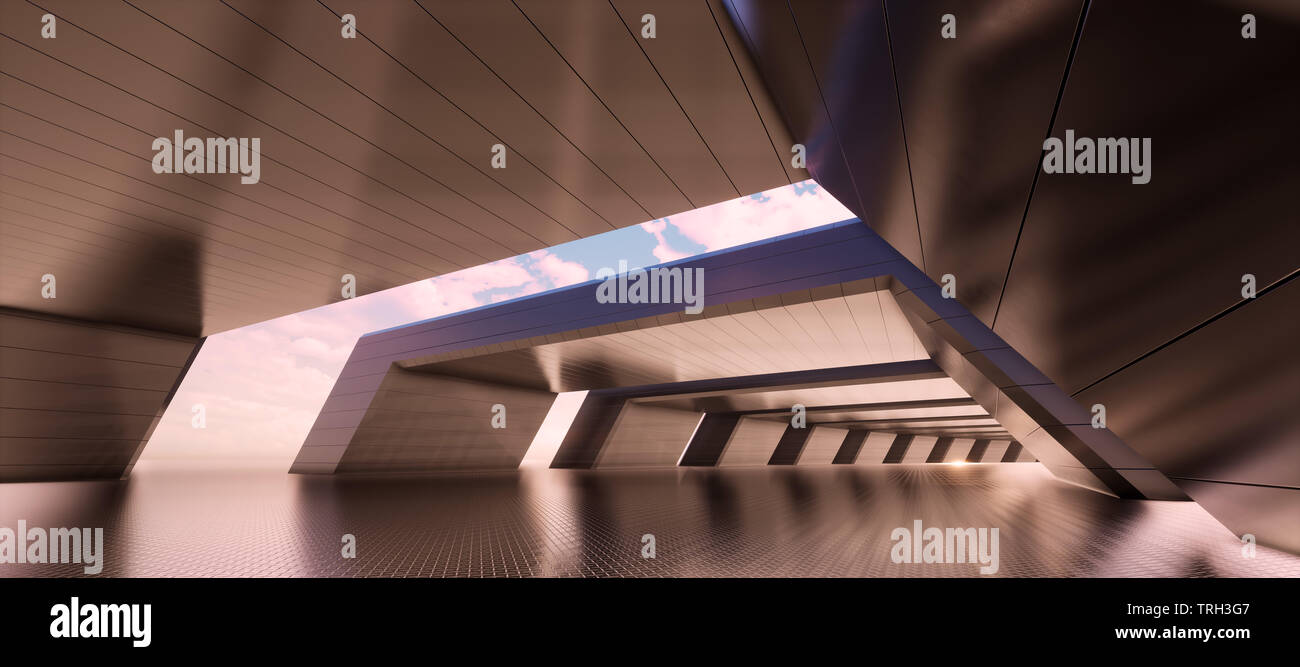 Colorful abstract panoramic background: metal tunnel. (Car backplate ...