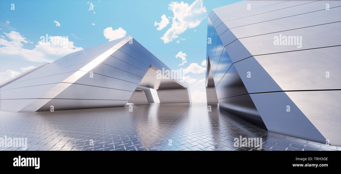 Colorful abstract panoramic background: metal tunnel. (Car backplate ...