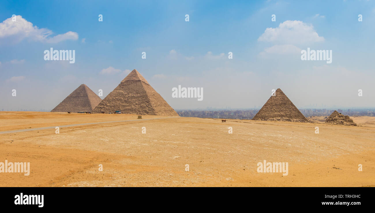 Egyptian pyramids with a beautiful sky at Giza in Cairo Stock Photo - Alamy