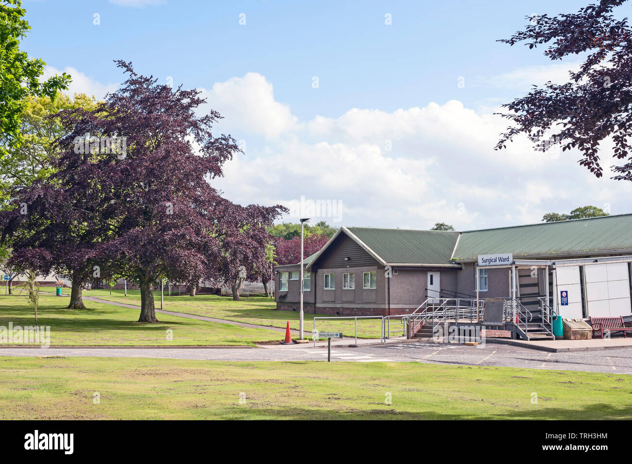 Stracathro hospital grounds and surgical unit entrance on a sunny day ...