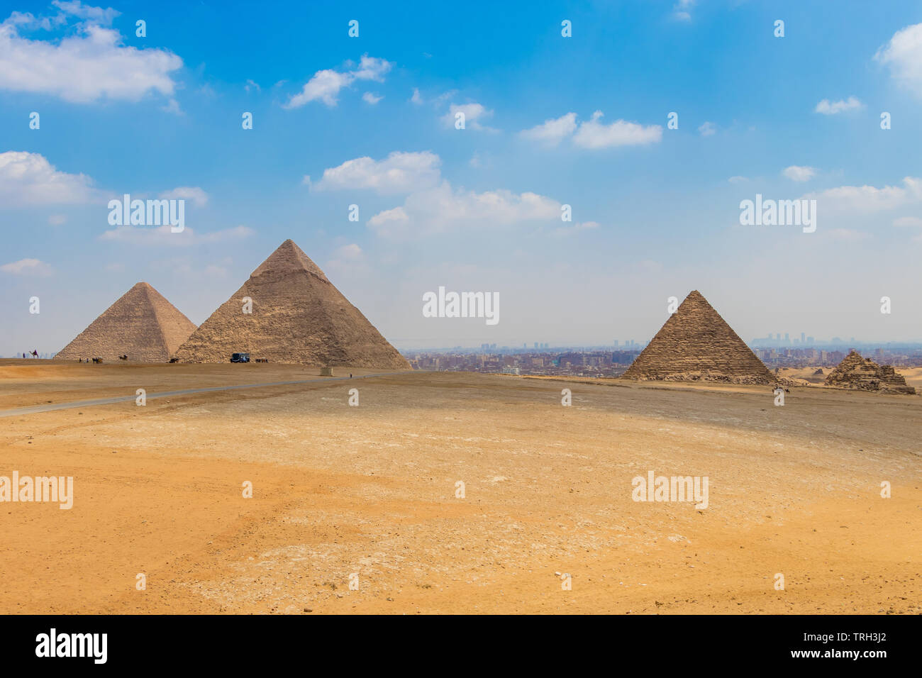 View of the area with the great pyramids of Giza, Egypt Stock Photo - Alamy